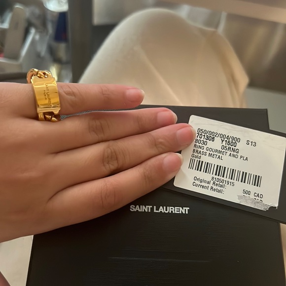 Yves Saint Laurent | Jewelry | Ysl Chain Ring Size 5 Brand New With Box ...